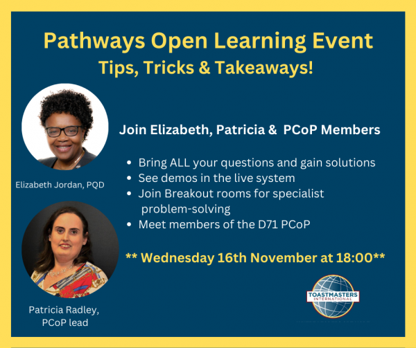 Pathways Open Learning session – Toastmasters UK North & Ireland