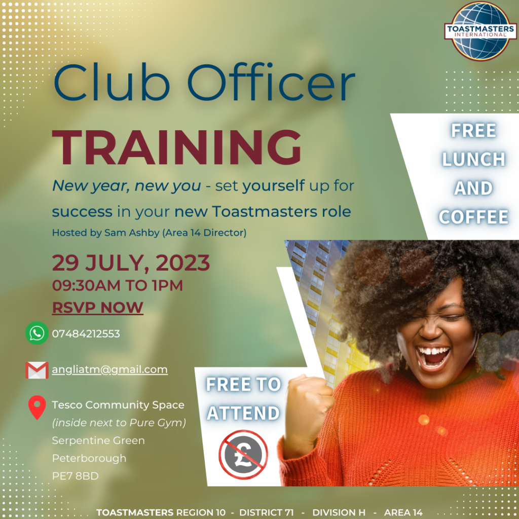 Area 14 COT Club Officer Training – Peterborough in-person event ...