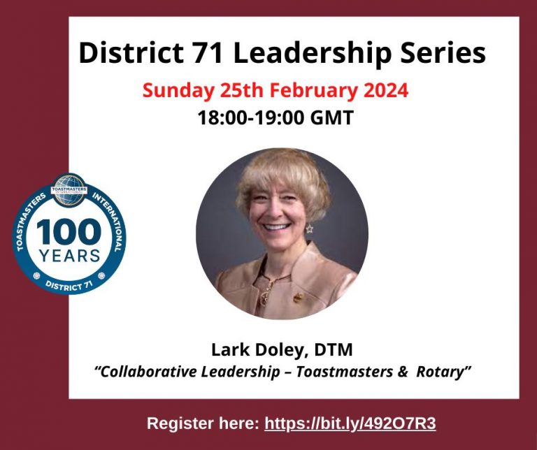 Sunday Leadership Series – ‘Collaborative Leadership – Toastmasters and ...