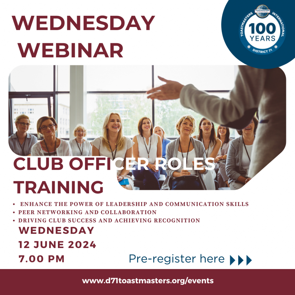 Club Officer Training (online option) – Toastmasters UK North & Ireland